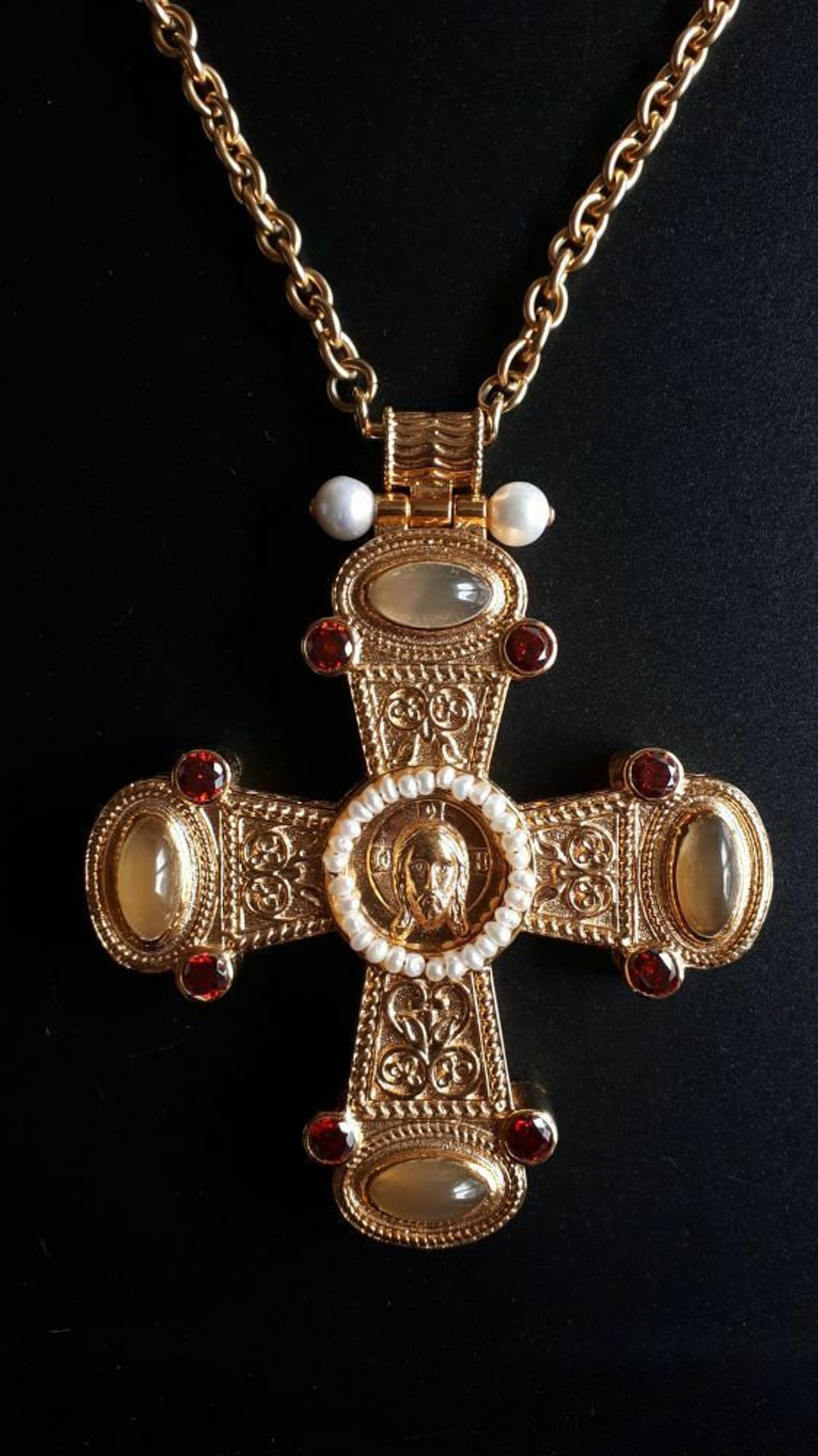 Gold Pectoral Cross. Russian Orthodox Brass Cross Crucifix Pendant ...