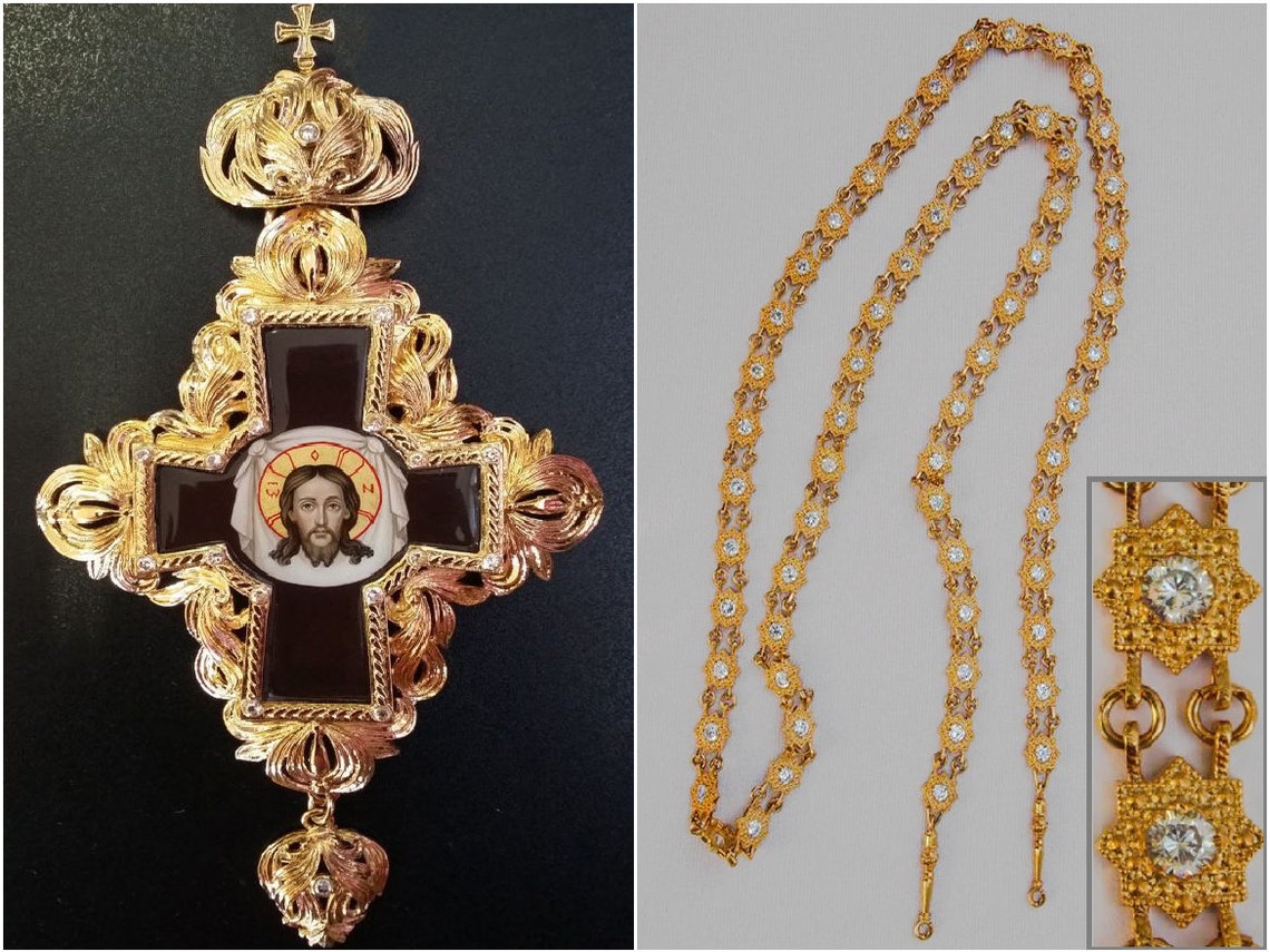 Orthodox Priest Pectoral Cross. Brass Relic Crucifix Pendant. Religious ...
