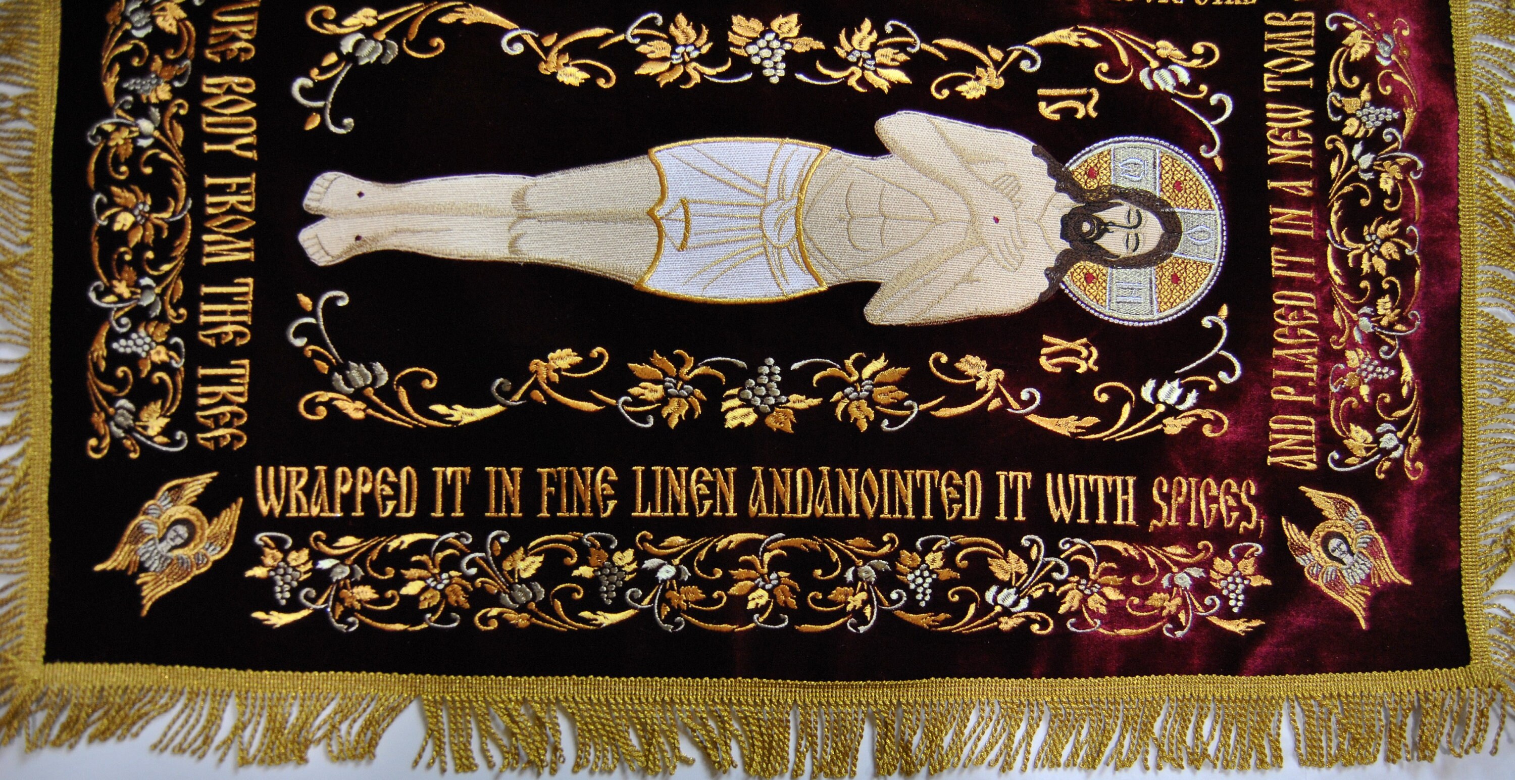 New Epitaphios Cover Orthodox Shroud of Christ Fully-embroidered Relic ...