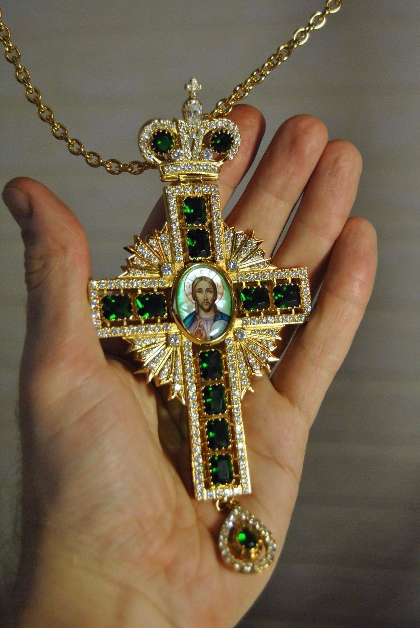 Pectoral Cross. Russian Orthodox Gold Brass Cross Crucifix - Etsy