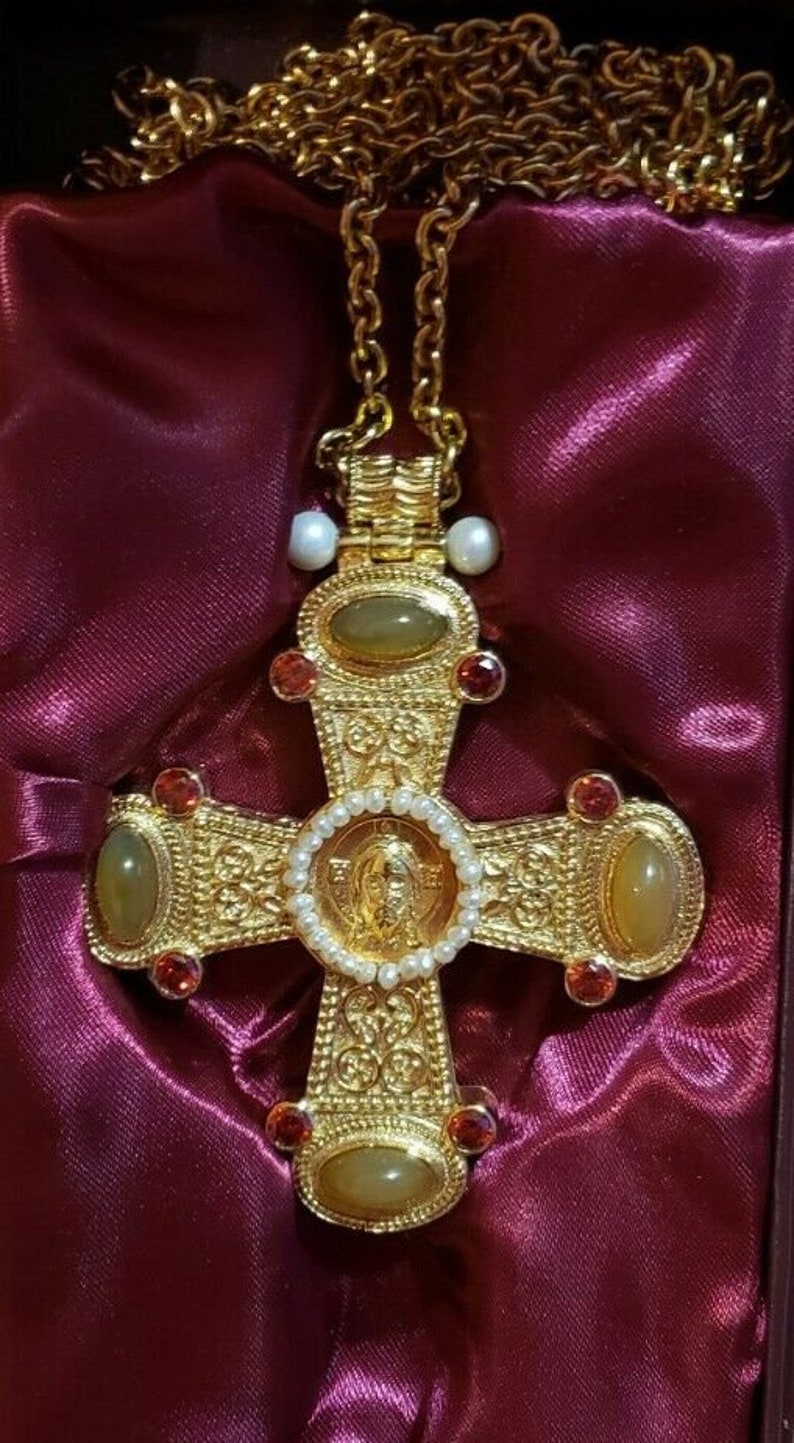 Gold Pectoral Cross. Russian Orthodox Brass Cross Crucifix Pendant ...