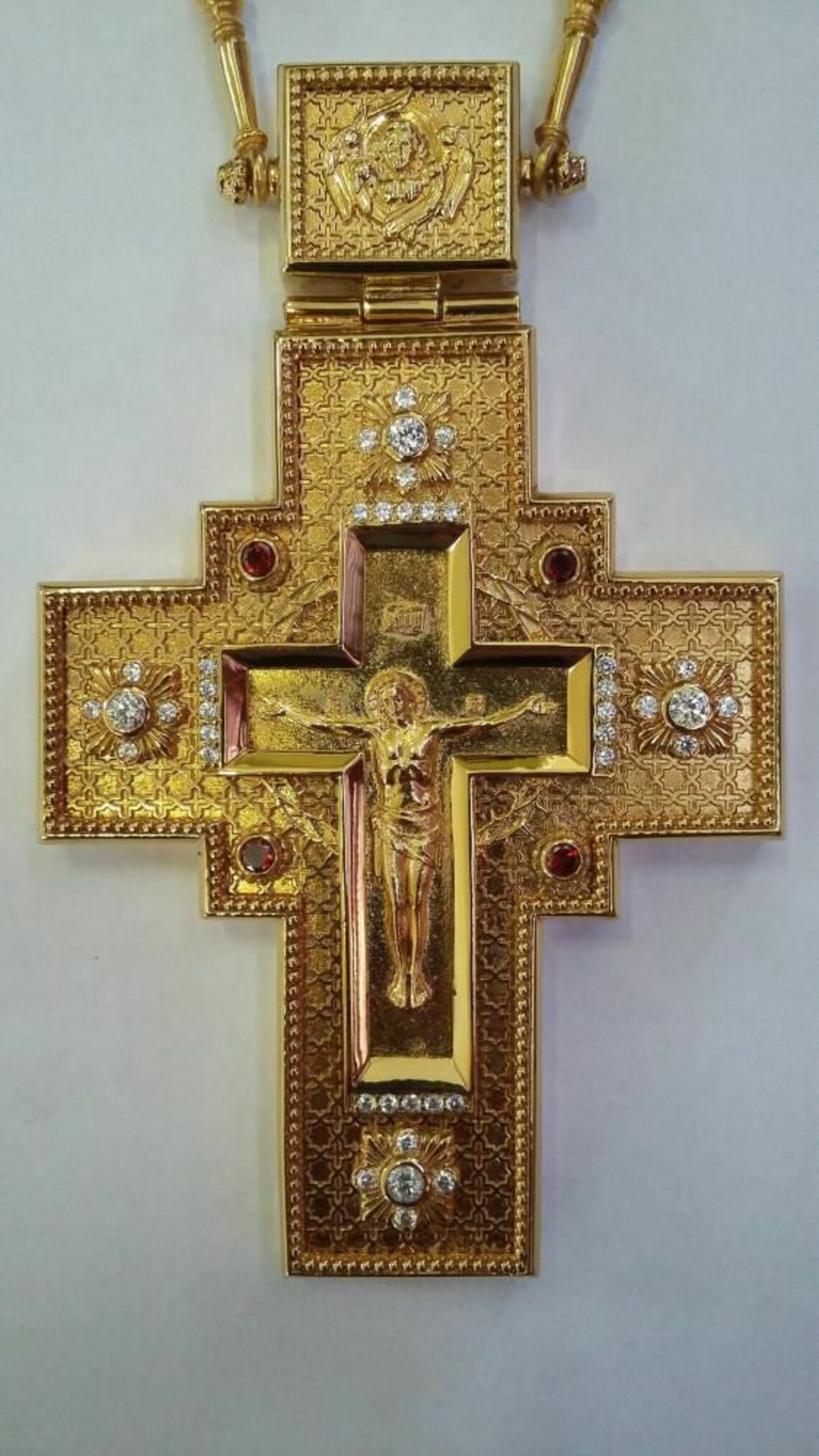 Orthodox Pectoral Cross. Russian Gold Brass Cast Crucifix. Religious ...