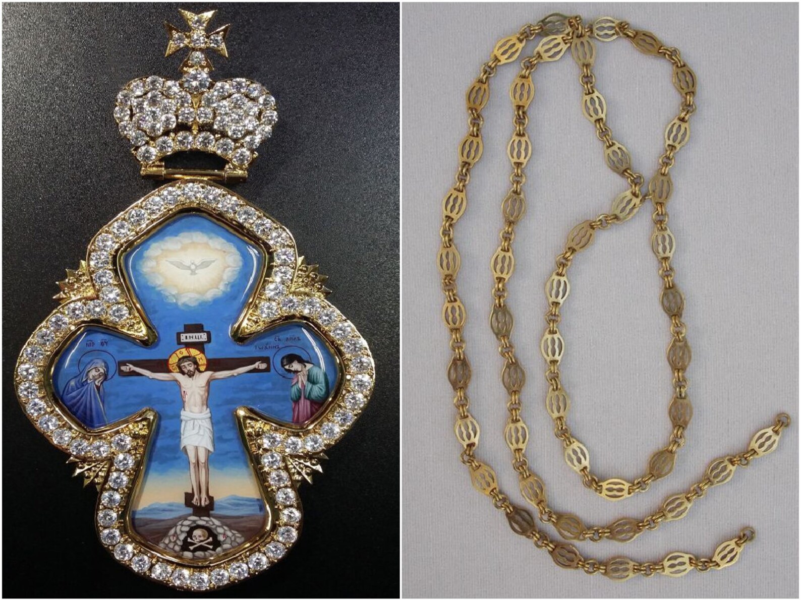 Gold Pectoral Cross Crucifix of Our Lord Jesus Christ. Russian Orthodox ...