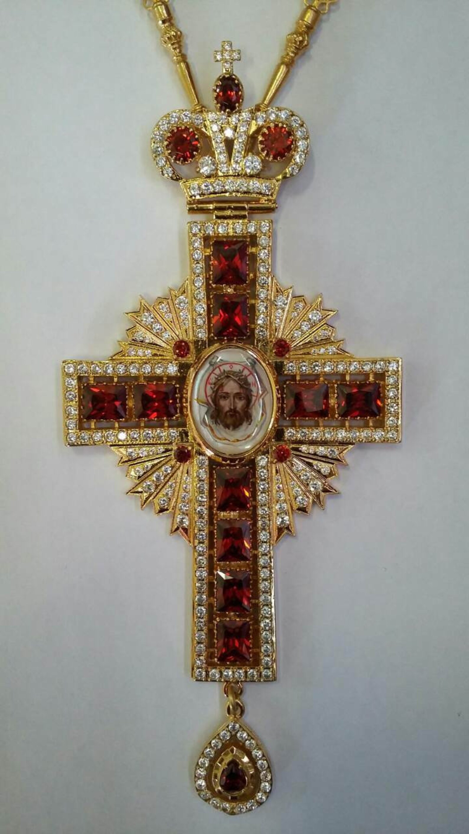 Gold Pectoral Cross. Russian Orthodox Gold Brass Cross Crucifix Pendant ...