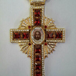 Gold Pectoral Cross. Russian Orthodox Gold Brass Cross Crucifix Pendant ...