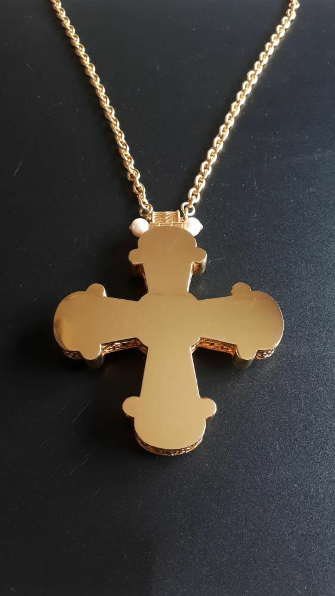 Gold Pectoral Cross. Russian Orthodox Brass Cross Crucifix Pendant ...