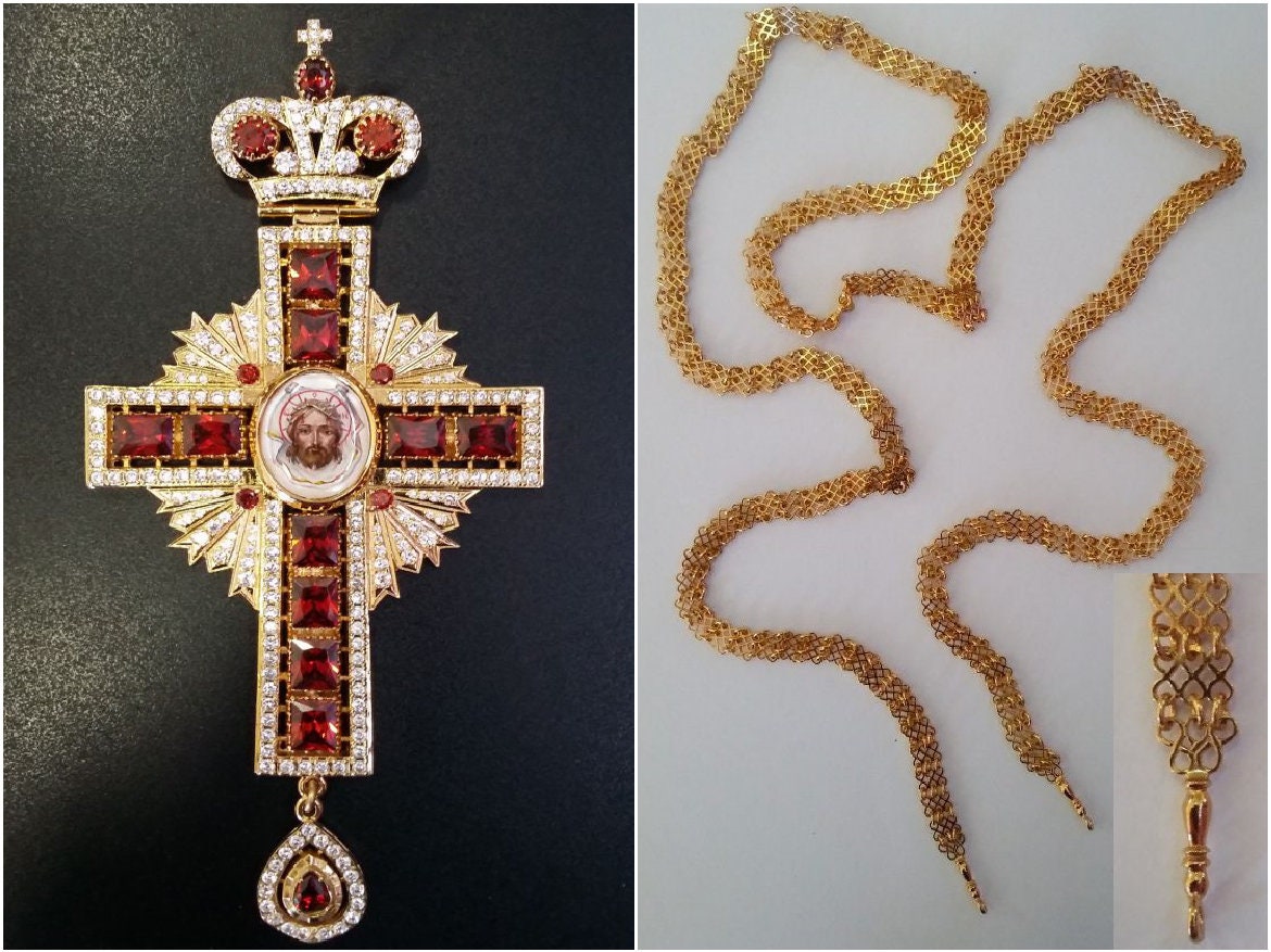 Gold Pectoral Cross. Russian Orthodox Gold Brass Cross - Etsy