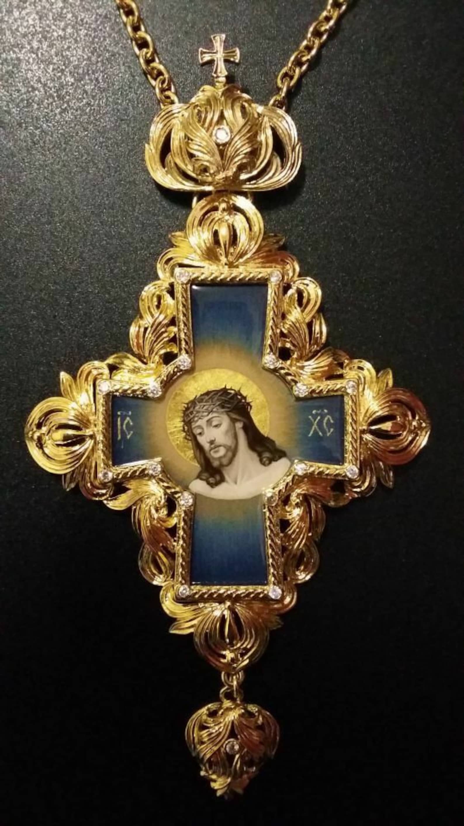 Orthodox Priest Pectoral Cross. Brass Relic Crucifix Pendant. - Etsy