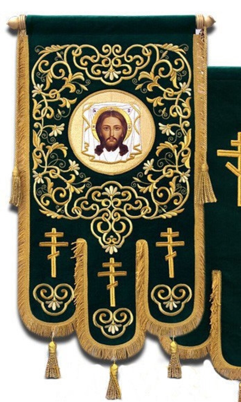 Gonfalon Religious Pennant, Hanging Flag, Banner, Fabric Pendant ...