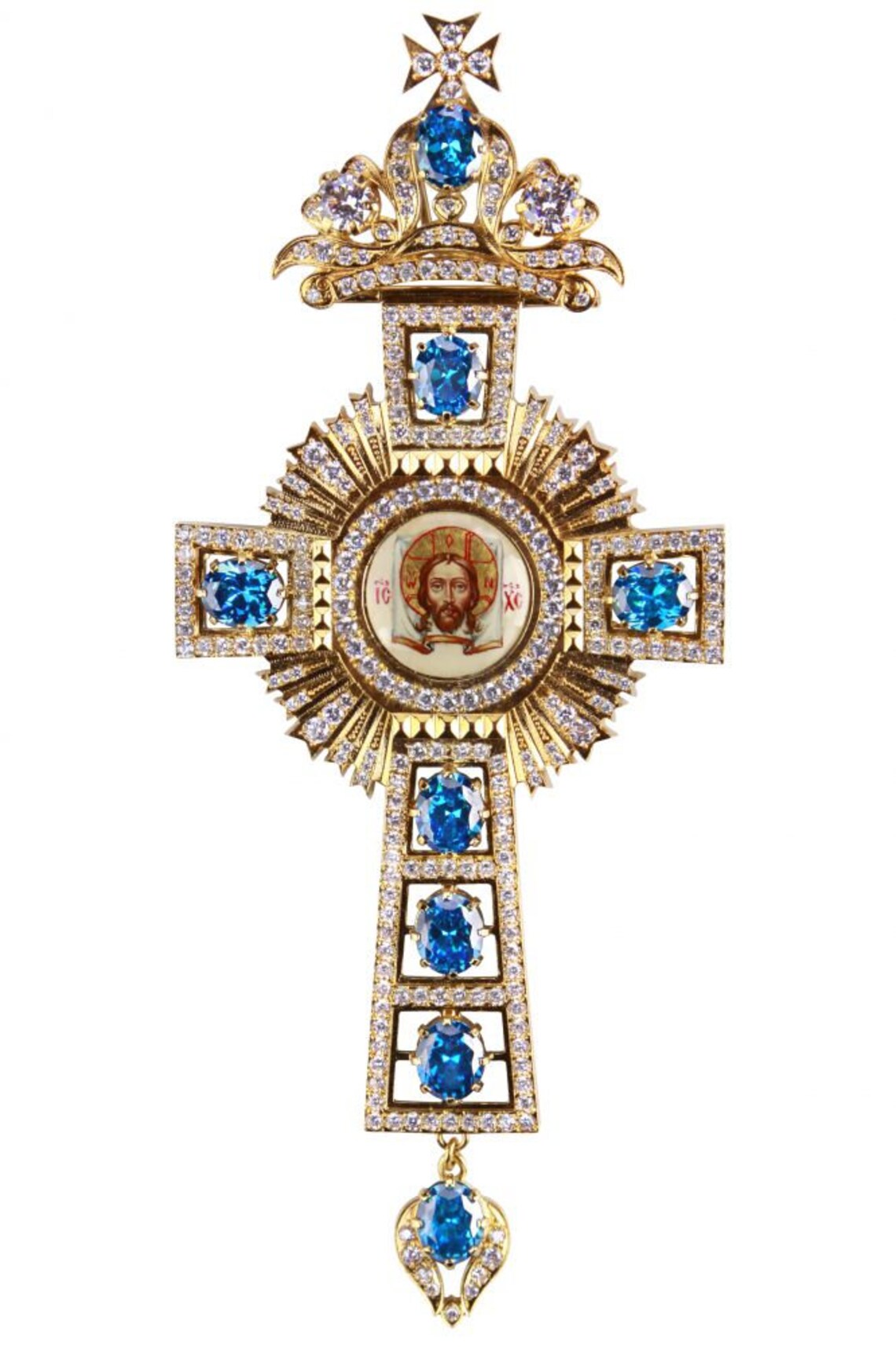 Gold Pectoral Cross. Russian Orthodox Gold Brass Cross Crucifix Pendant ...