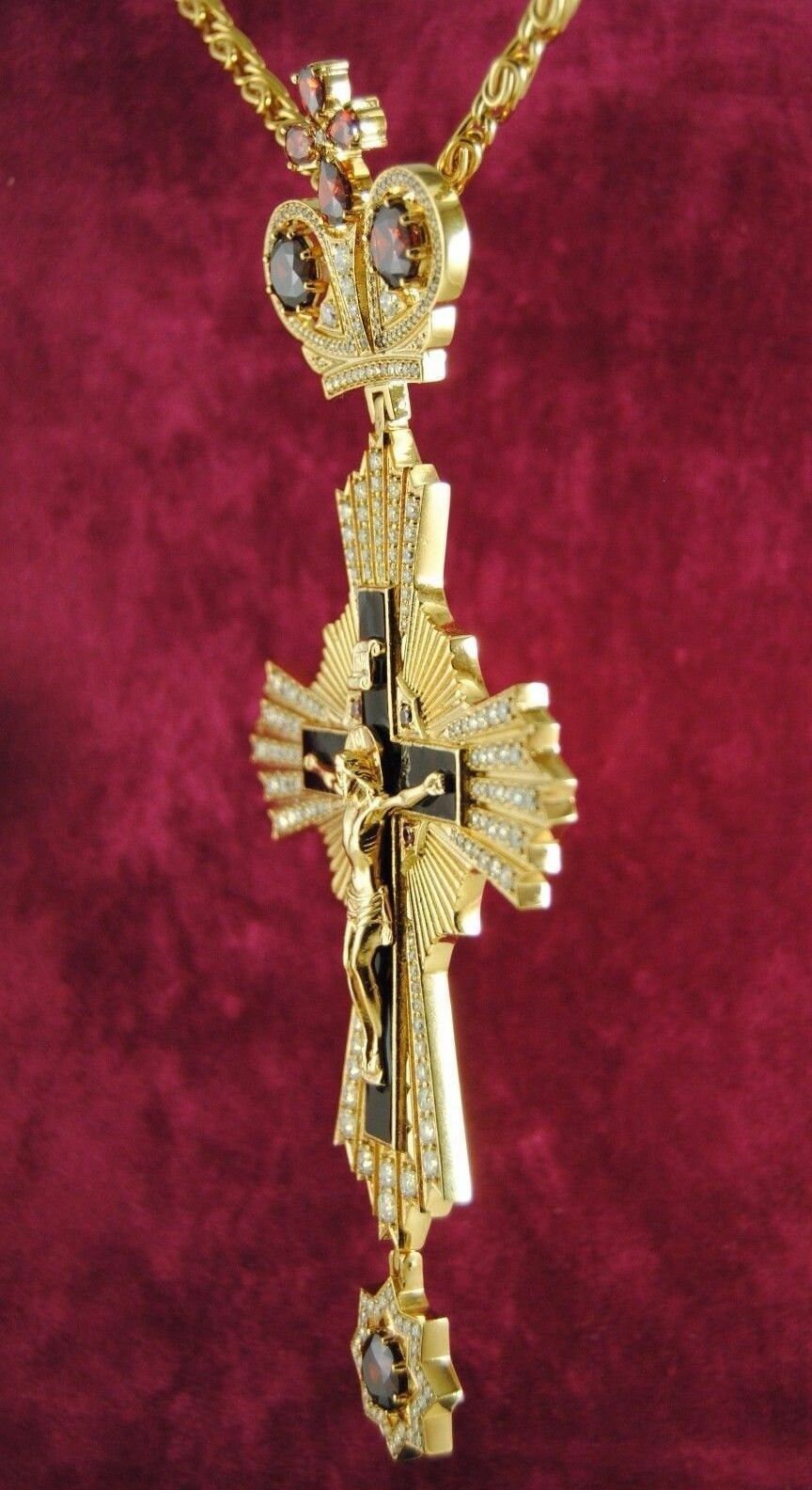 Gold Pectoral Cross Cast Crucifix of Our Lord Jesus Christ. Russian ...