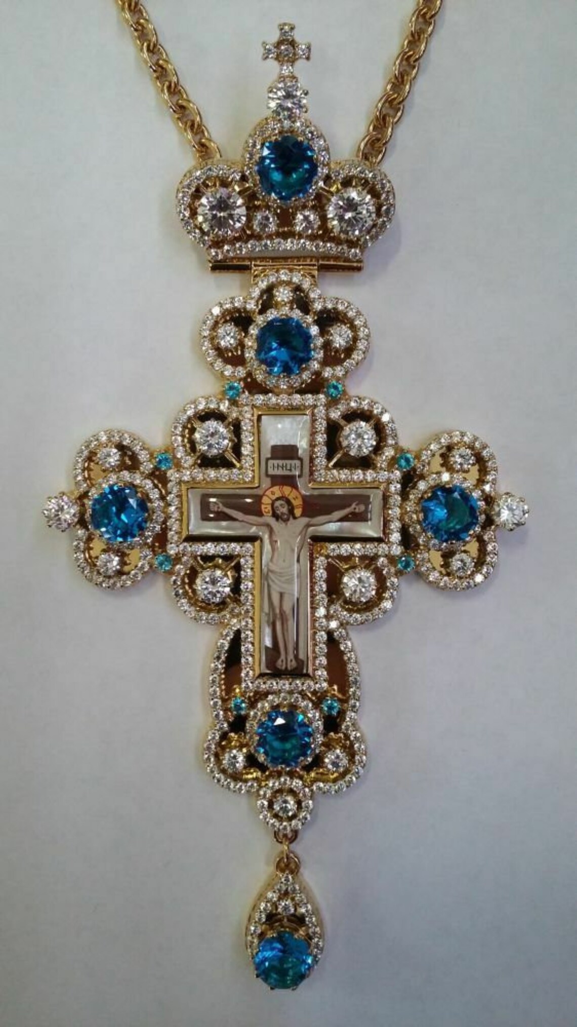 Gold Plated Orthodox Pectoral Brass Cross. Russian Orthodox Vestments ...