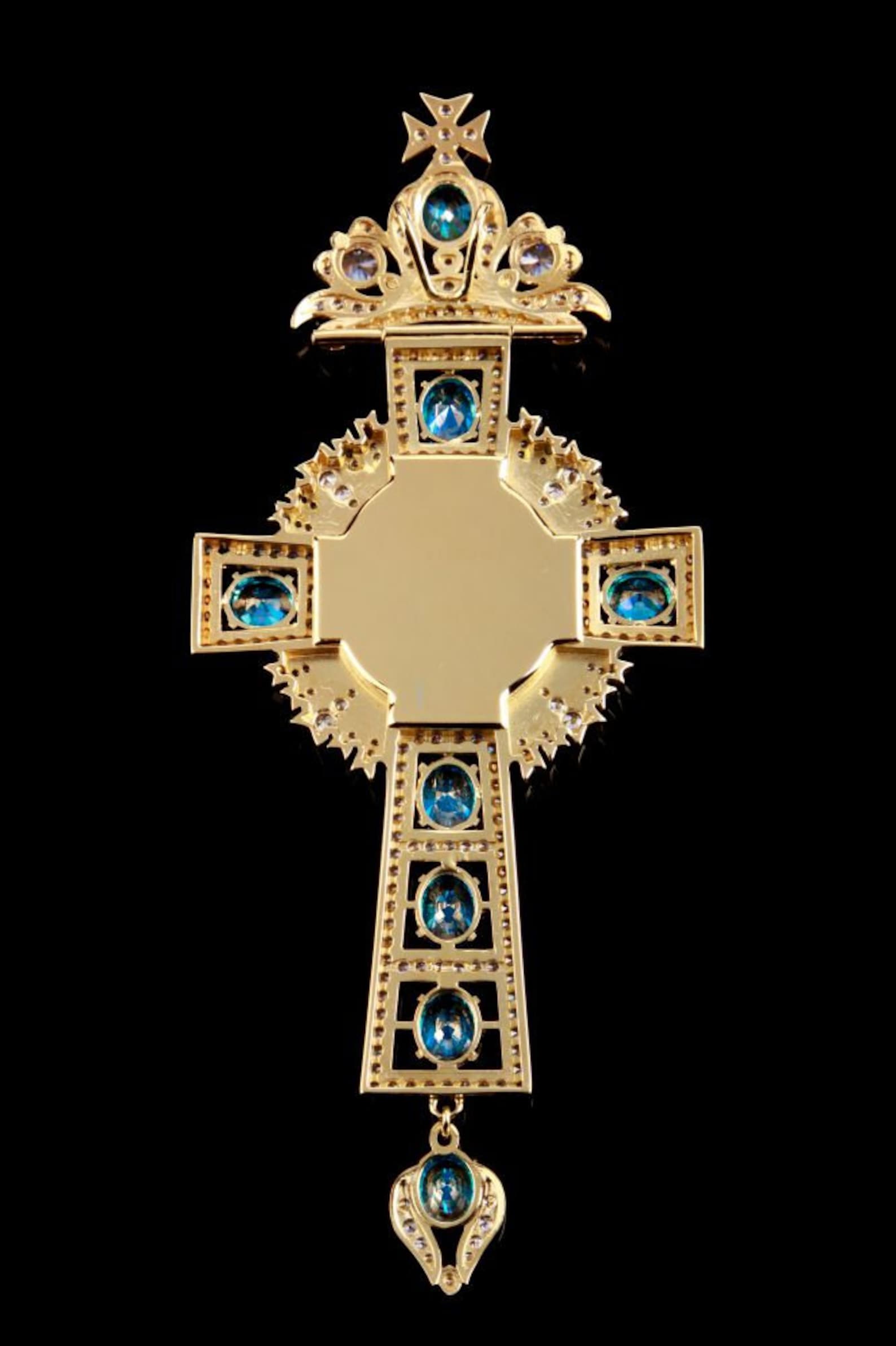 Gold Pectoral Cross. Russian Orthodox Gold Brass Cross Crucifix Pendant ...