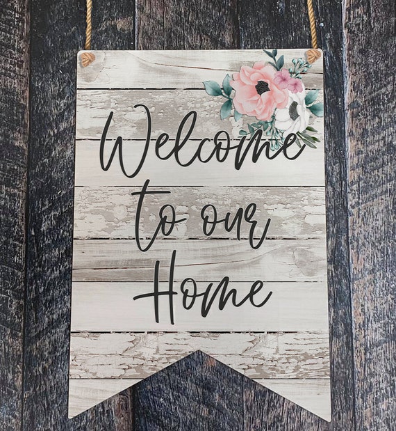 Welcome to Our Home White Shiplap and Floral Bunting Banner - Etsy