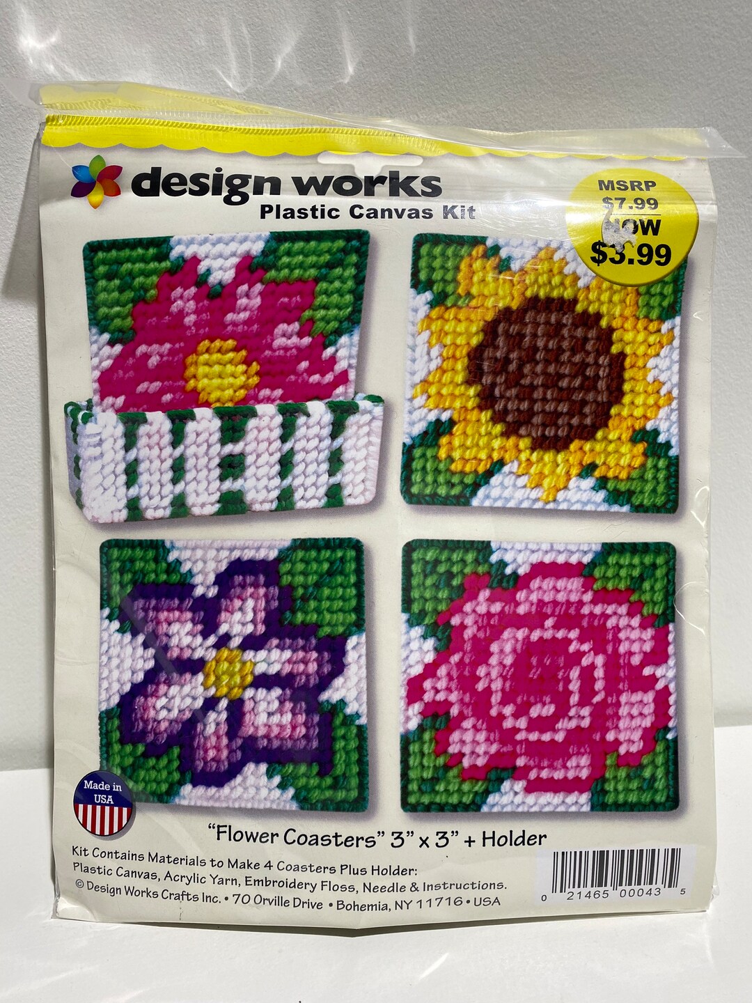 Design Works Plastic Canvas Kit Flower Coasters 3x3 Holder Unopened - Etsy