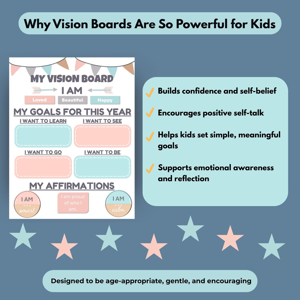 Kids Vision Board 2026 Printable, Goal Setting & Affirmations for Kids ...