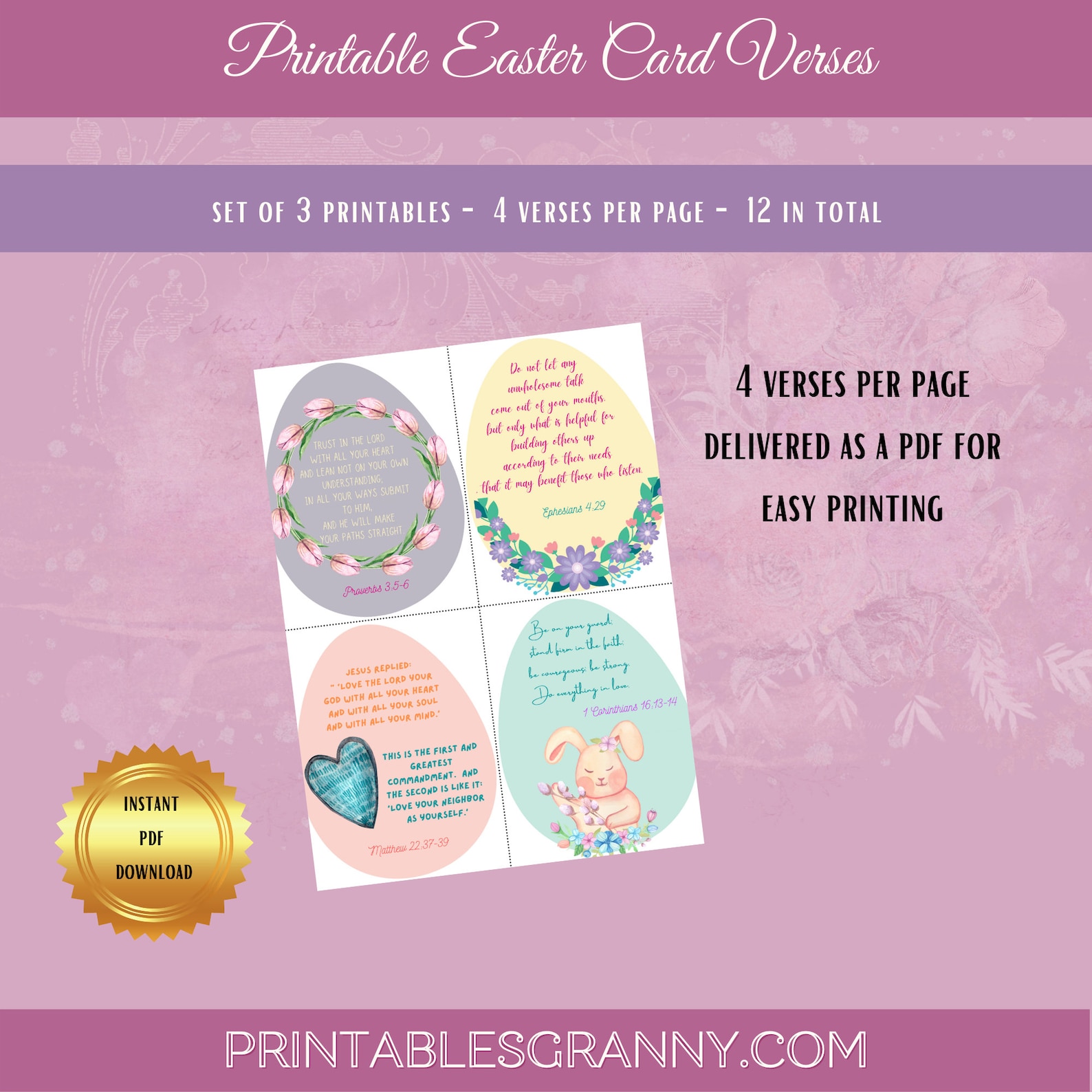 Printable Easter Card Verses Kids Bible Verses Easter - Etsy