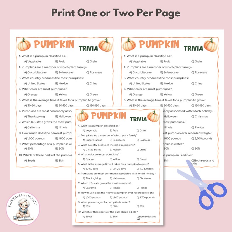 Fun Pumpkin Trivia Questions,fall Autumn Trivia Game, Family Friendly ...