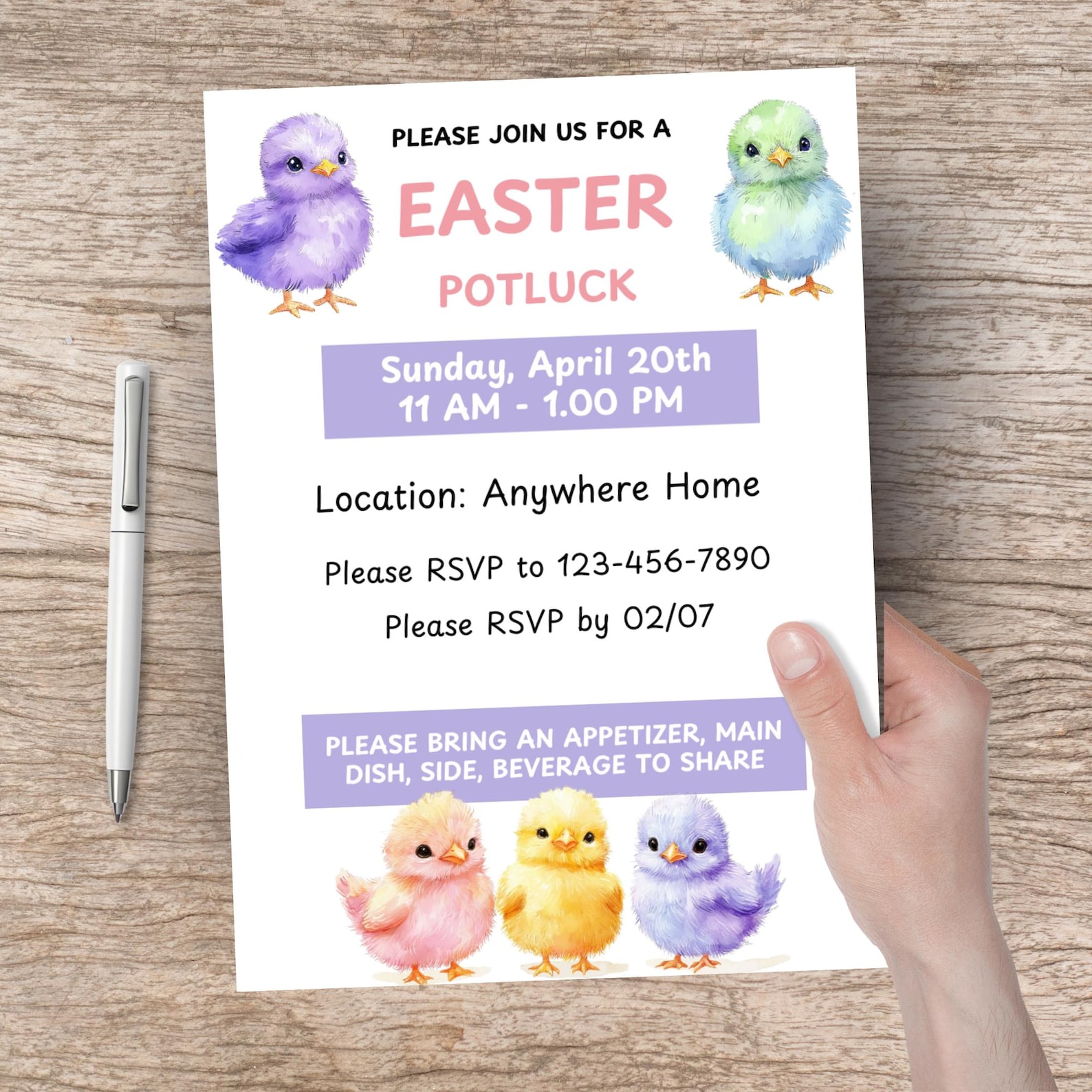 Easter Potluck Invitation - Editable Canva Template, Digital and ...