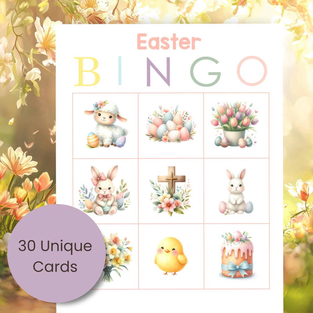 Easter Bingo Cards, 30 Printable Cards for Kids, Fun Classroom Activity ...