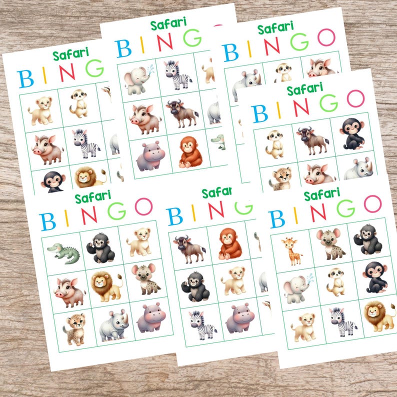 40 Animal Safari Preschool Bingo - Fun Learning Game for Kids ...