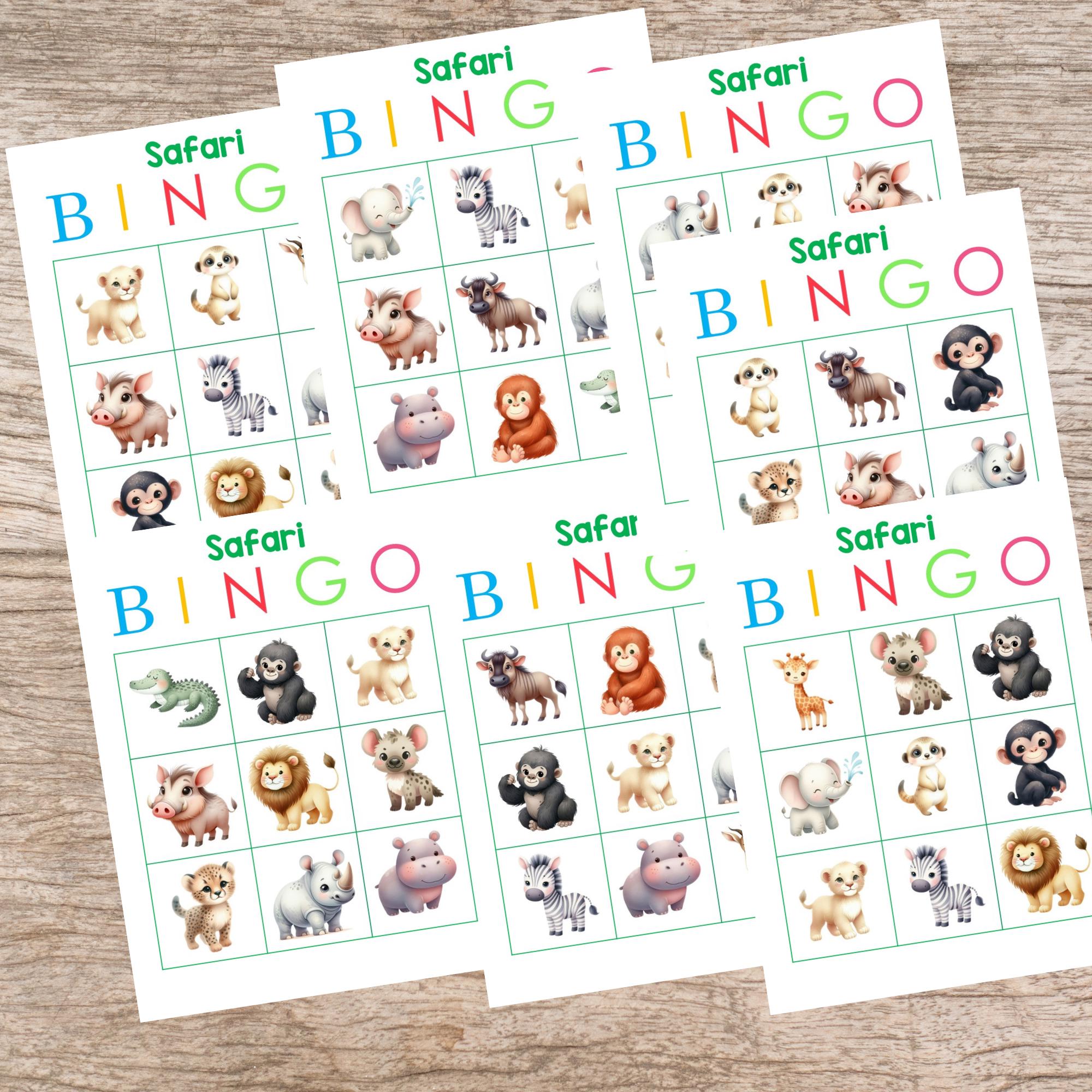 40 Animal Safari Preschool Bingo - Fun Learning Game for Kids ...