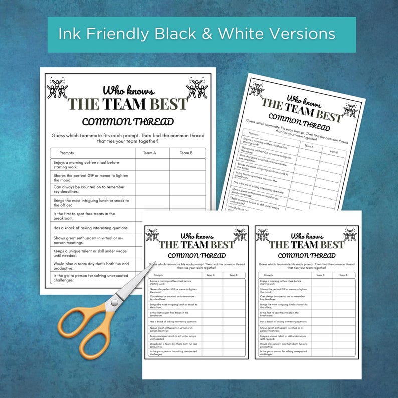 Printable Team Building Games on Paper, Find the Common Thread, Who ...
