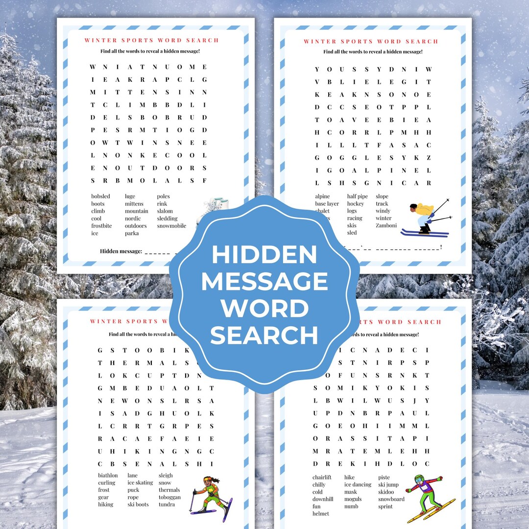 Winter Sports Word Search Printable, Kids Winter Activity, Unique ...