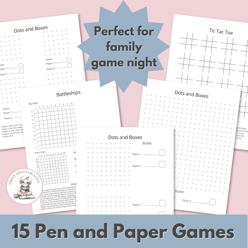 Pen and Paper Printable Games, 15 Printable Travel Games for Kids ...