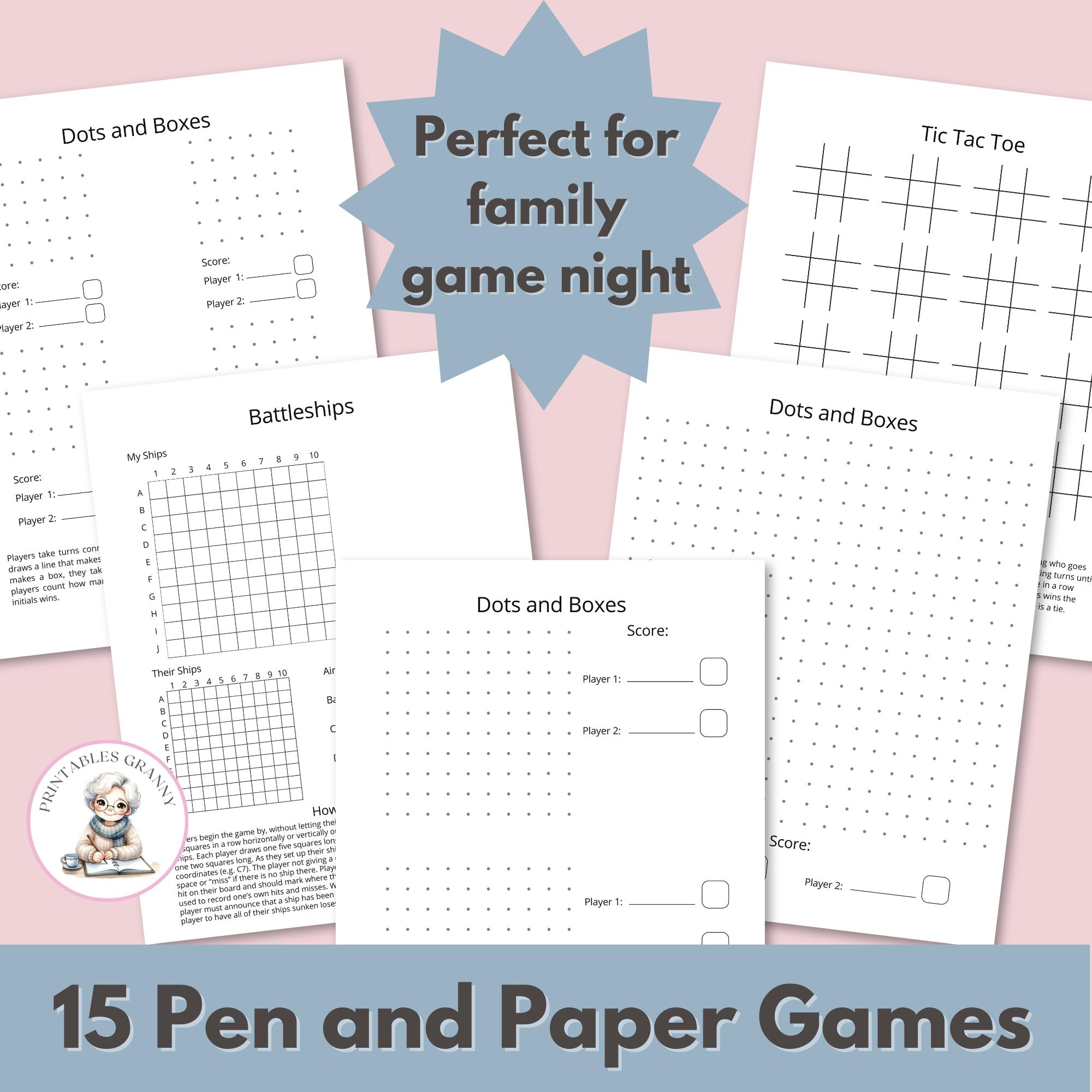 Pen and Paper Printable Games, 15 Printable Travel Games for Kids ...