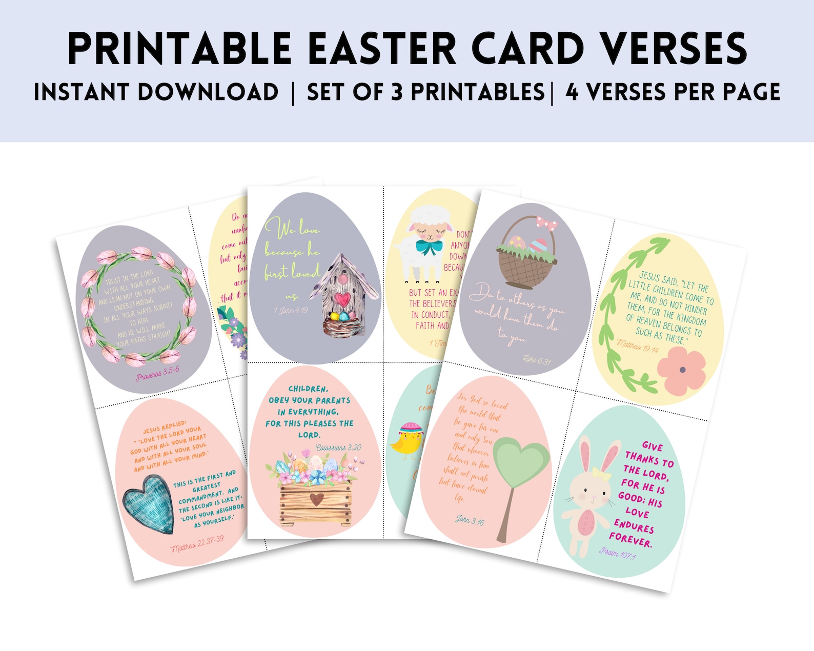 Printable Easter Card Verses | Kids Bible | Religious Learning - Etsy