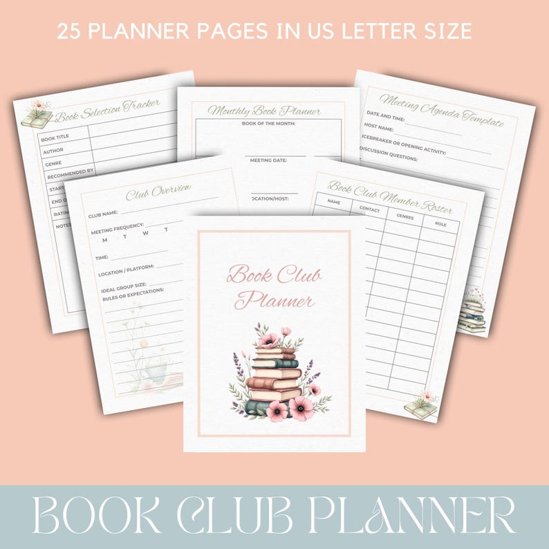 Book Club Start Kit, Printable Planner, Book Club Reviews Discussions ...