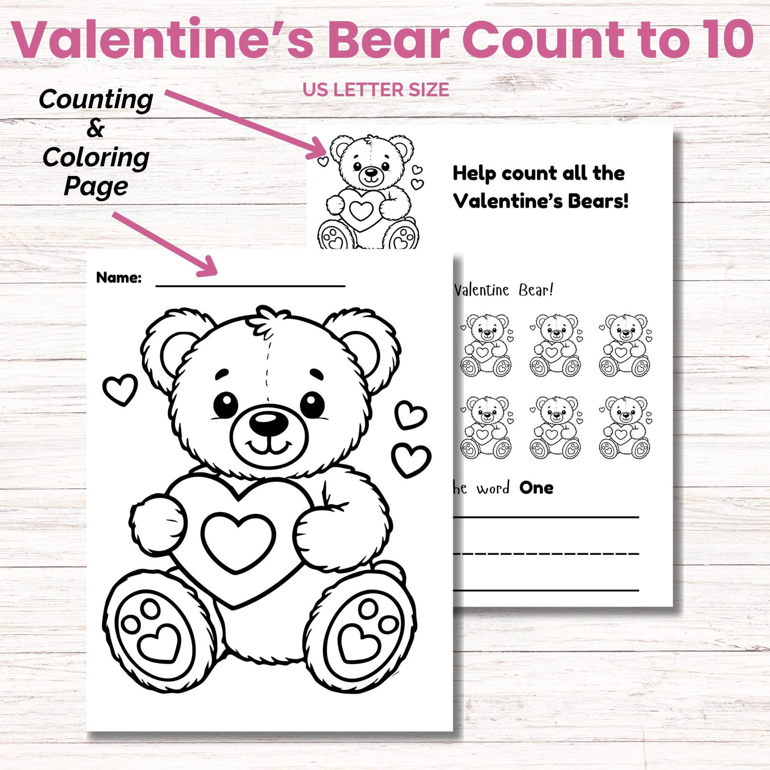 Counting Activity Preschool Math, Valentine's Day Bears Math Activity ...