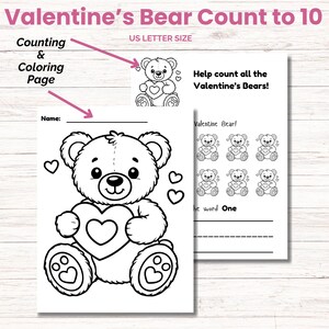 Counting Activity Preschool Math, Valentine's Day Bears Math Activity ...