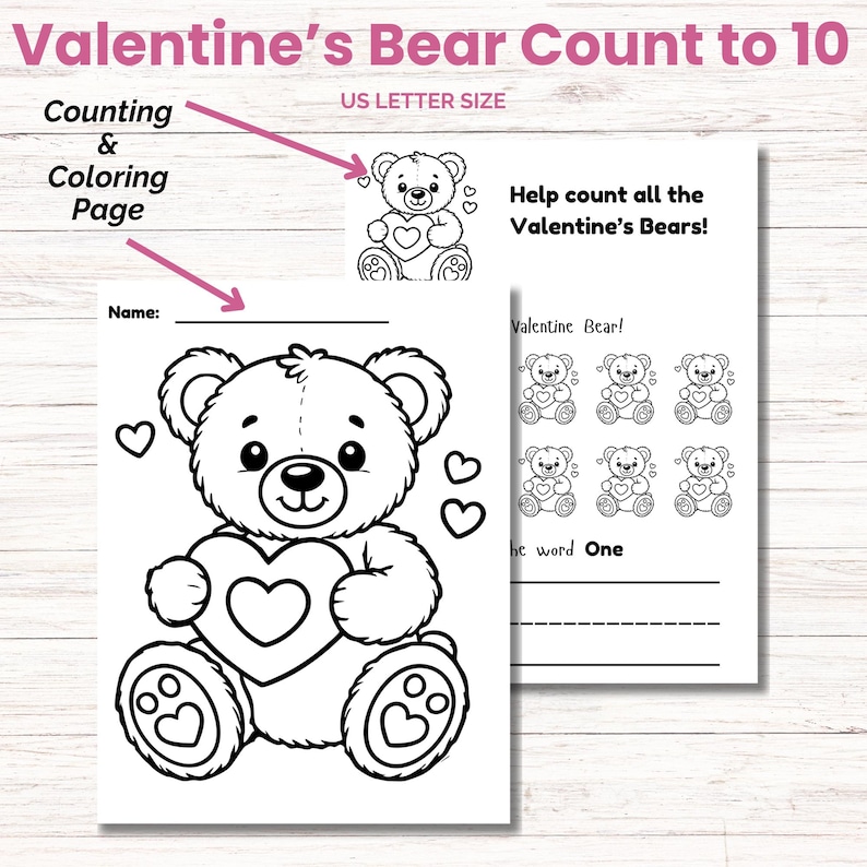 Counting Activity Preschool Math, Valentine's Day Bears Math Activity ...