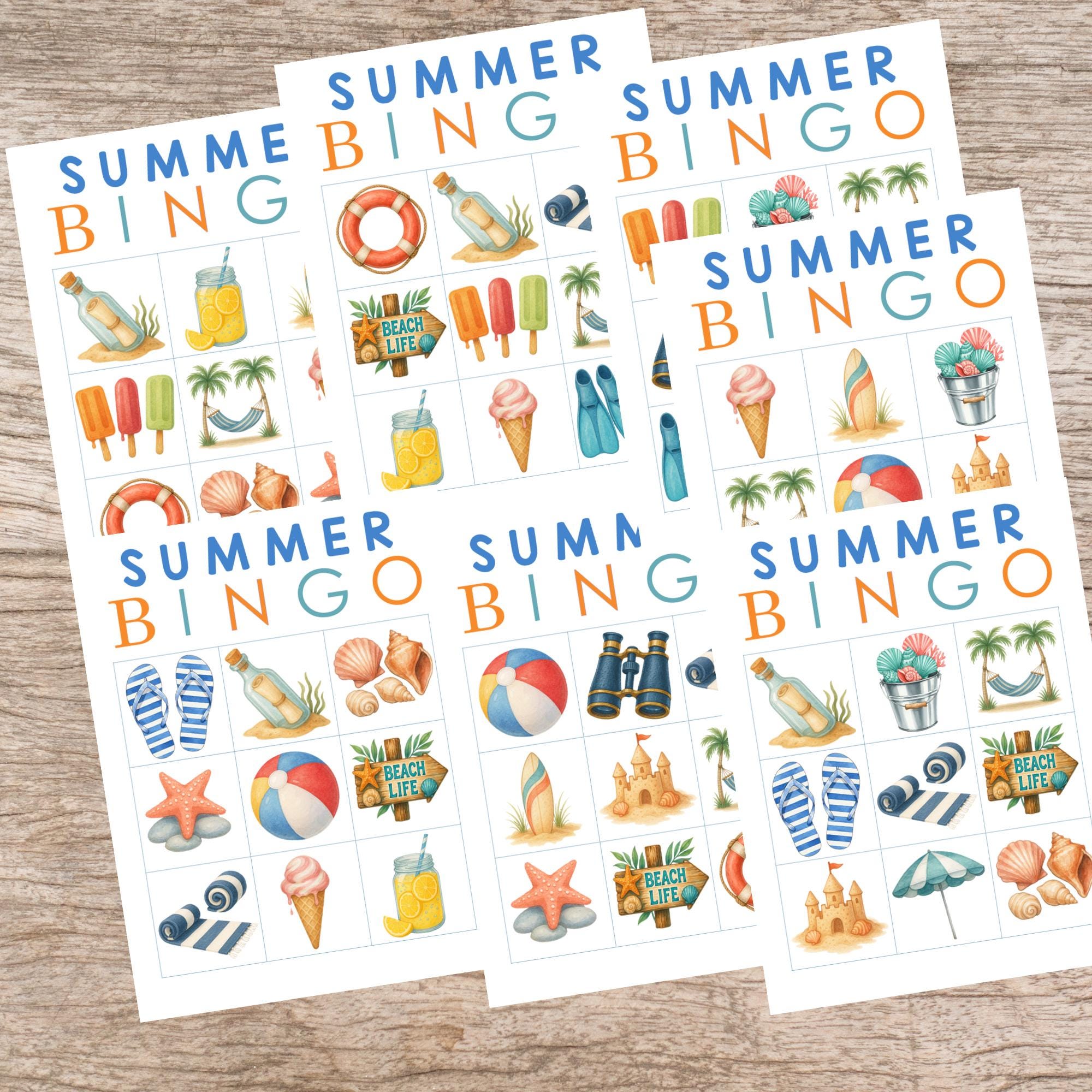 Summer Bingo Printable Game Cards, Classroom Game for Kids , Summer ...