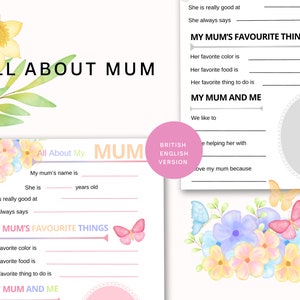 All About Mom Printable, Unique Mother's Day Gift for Kids , Fun Craft ...