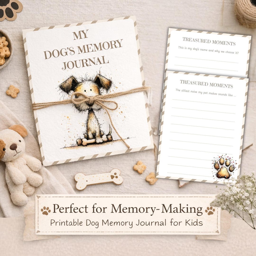 My Dogs Memory Journal for Kids, Printable Dog Keepsake, Pet Memory ...