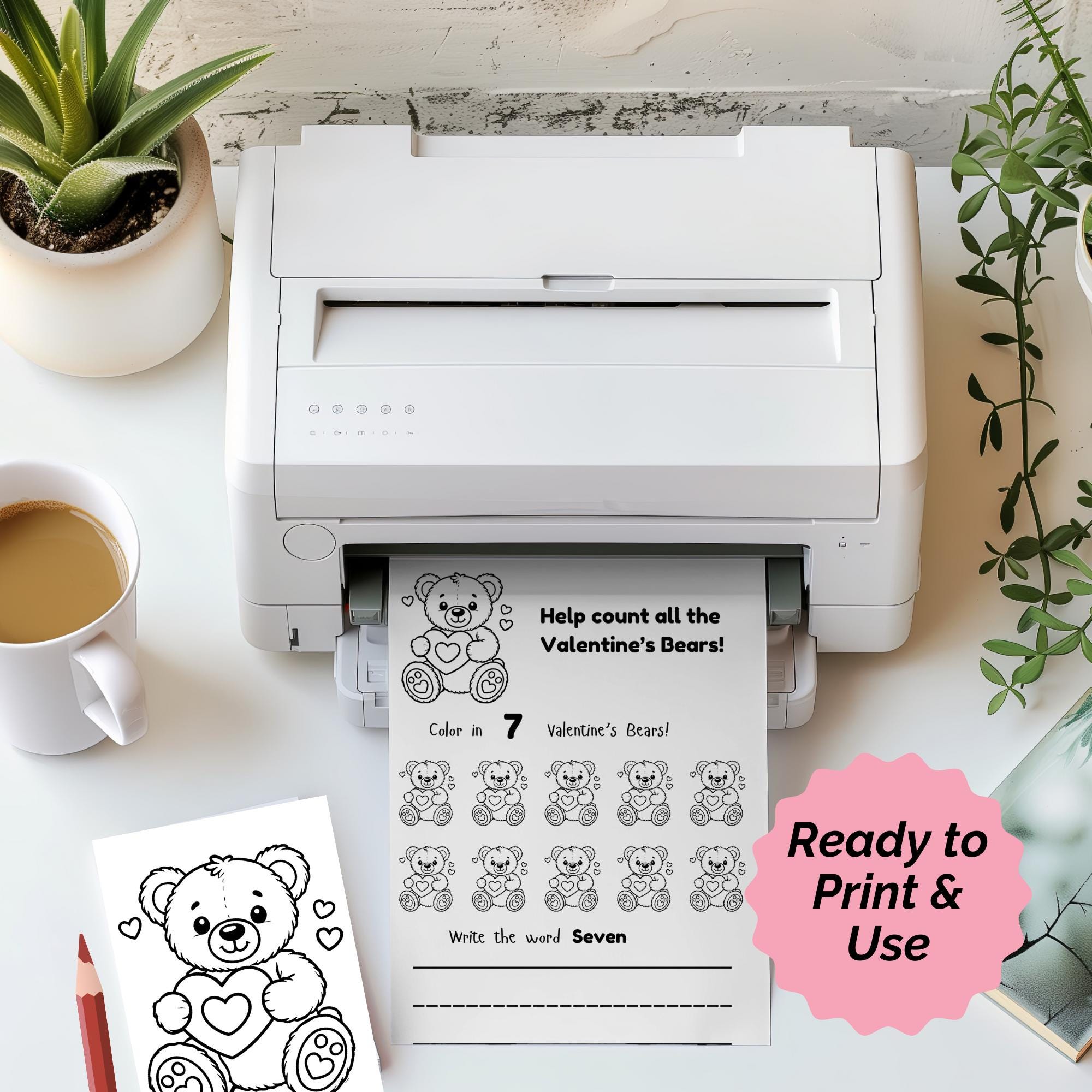 Counting Activity Preschool Math, Valentine's Day Bears Math Activity ...