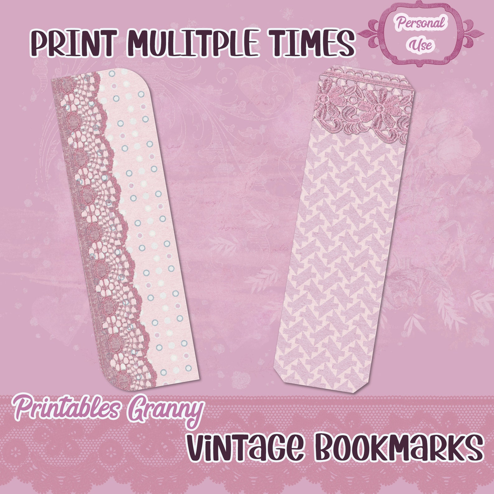 Pink Vintage Bookmarks Printable Women - Etsy