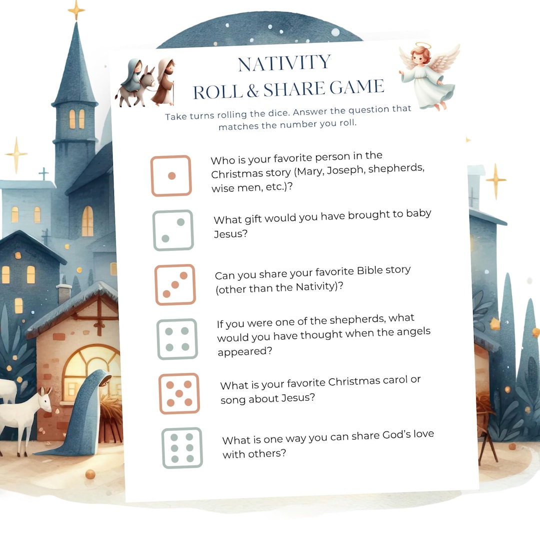 Bible Roll & Share Game, Kids Nativity Dice Activity, Christian ...