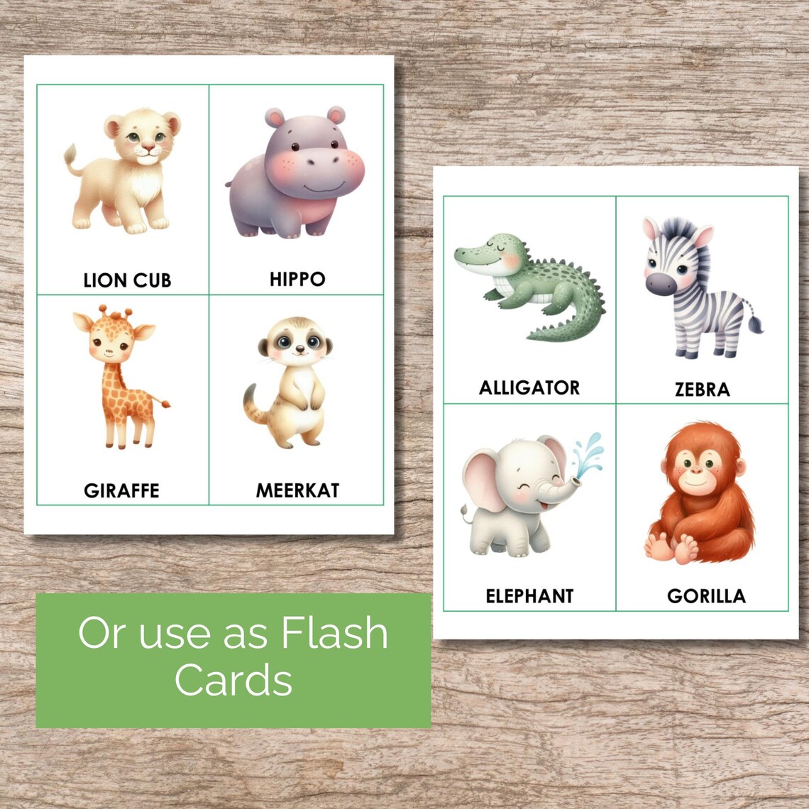 40 Animal Safari Preschool Bingo - Fun Learning Game for Kids ...