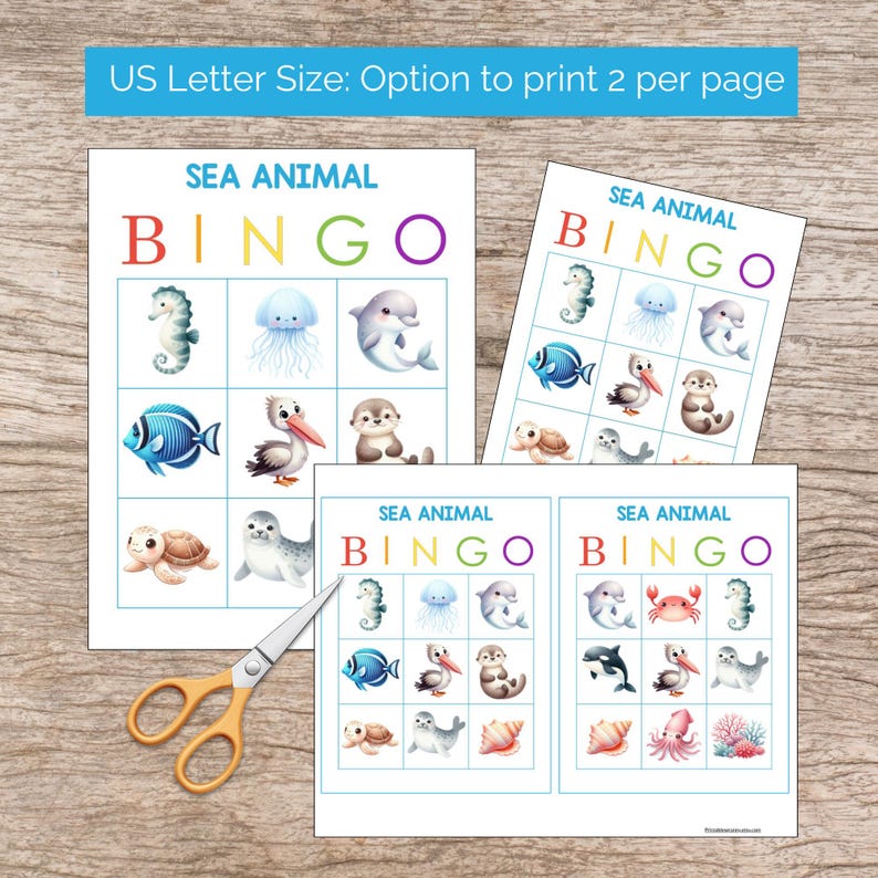 Sea Animal Bingo, 30 Printable Bingo Cards, Ocean Adventure Game for ...