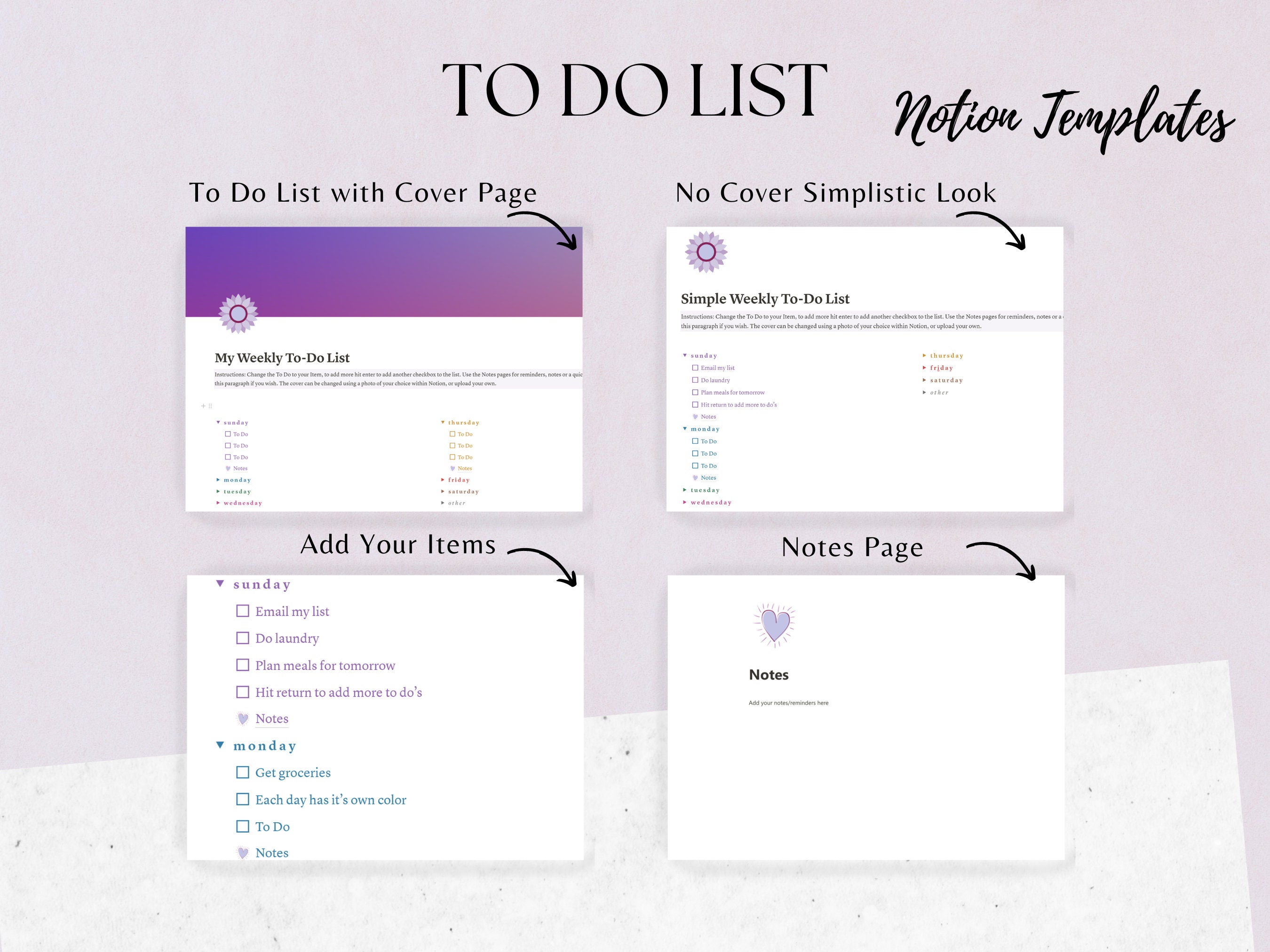 To Do List Notion Template, Simple Weekly Layout - Etsy