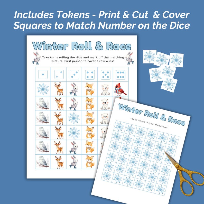 Winter Roll and Race Game, Fun Printable Dice Game for Kids, Winter ...