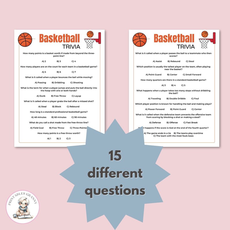 Basketball Trivia Game, Basketball Printable Game, Basketball Party ...