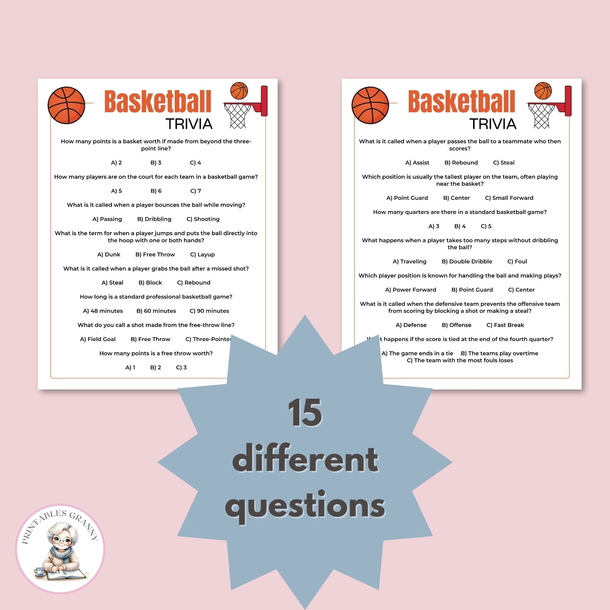 Basketball Trivia Game, Basketball Printable Game, Basketball Party ...