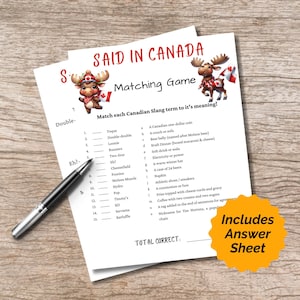 Said in Canada Matching Game, Canada Day Activity, Printable Canadian ...