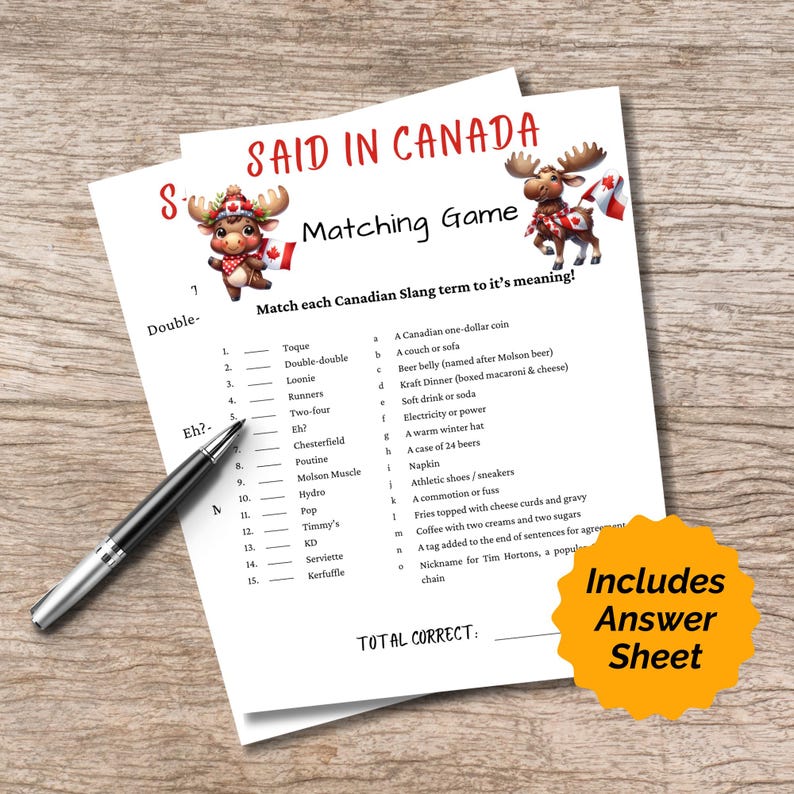 Said in Canada Matching Game, Canada Day Activity, Printable Canadian ...
