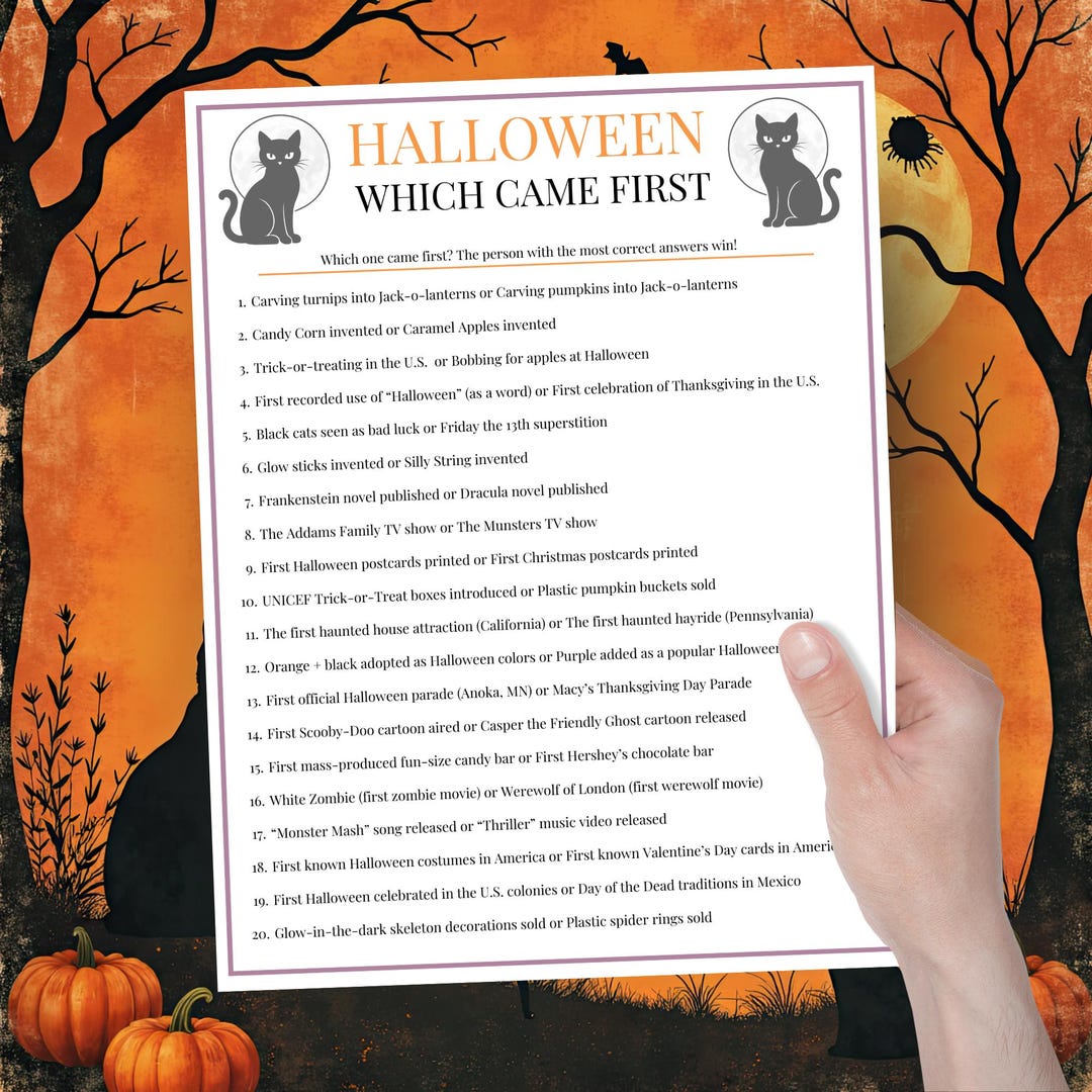 Halloween Which Came First Game Printable, Trivia Quiz for Adults ...